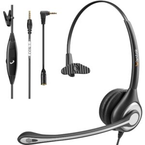 wantek cell phone headset with microphone noise cancelling for pc,3.5mm jack,volume control,wired computer headset for zoom skype,for office,business, call center, clear chat