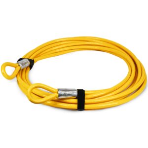 vascer 30ft (1/2") commercial security cable with loops - galvanized braided steel security cable to secure high value equipment - pvc-coated anti theft locking cable for trailers, mowers, e-bikes