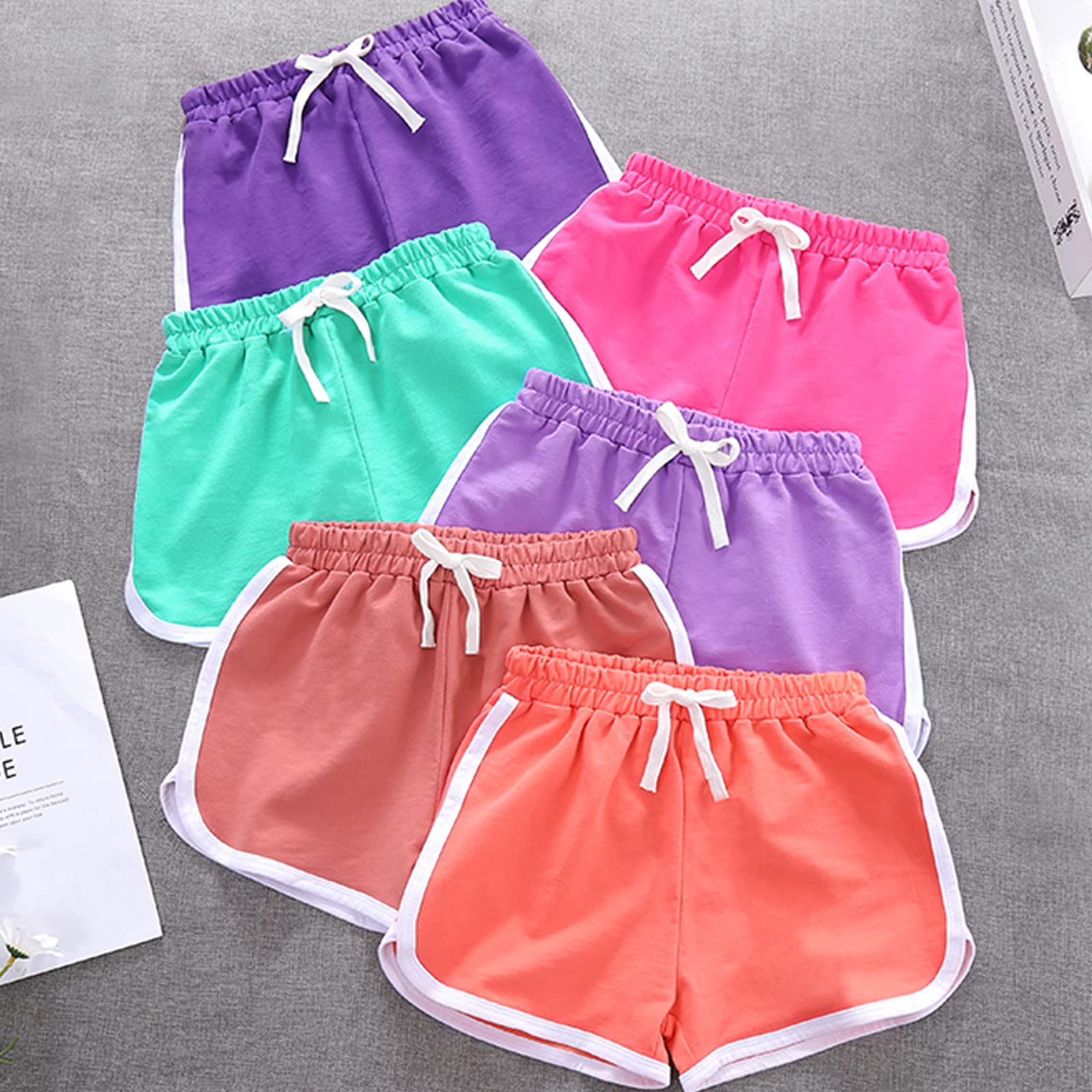 3 Pack Little Big Girls Running Athletic Cotton Shorts Toddler Kids Workout Dance Dolphin Short 4T