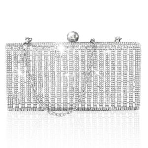 Yokawe Clutch Purse for Women Sparkling Rhinestone Evening Bag Bridal Wedding Prom Party Handbag (Silver)