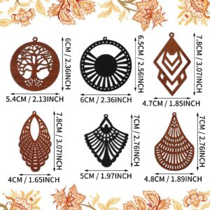 Yolev 12 Pairs African Wooden Dangle Earrings Lightweight Drop Earrings Bohemian Pendant Dangle Earrings Lightweight Ethnic Style Wood Earrings for Women