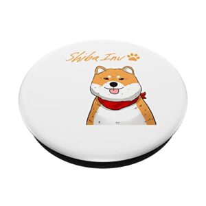 Funny Shiba Inu Uni Dog Red Scarf Paw Cheeky Japan Cute PopSockets Swappable PopGrip