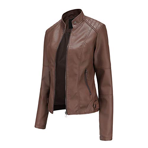 INESVER Womens Faux Fur Leather Jackets Zip Up Motorcyle Short Outwear Fashion Lightweight Leather Cropped Coats