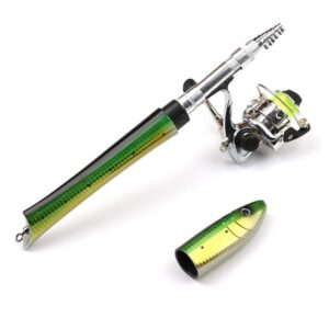 fishing rods portable pocket fishing rod fish-shaped portable fishing rod set telescopic fishing rod with rotating kit fishing gear (color : 1.4m)