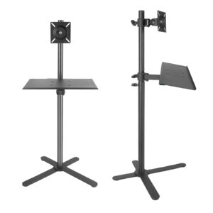 Monitor Arms Floor-standing Monitor Stand 12"-27" Movable Single Monitor Stand Mount Height-adjustable Monitor Stand with Keyboard Bracket, Holds Up to 44lbs with Swivel, Tilt ( Style : B )