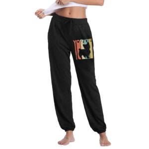 yorkie silhouette women's casual yoga sweatpants athletic workout elastic waist jogger pants xx-large black