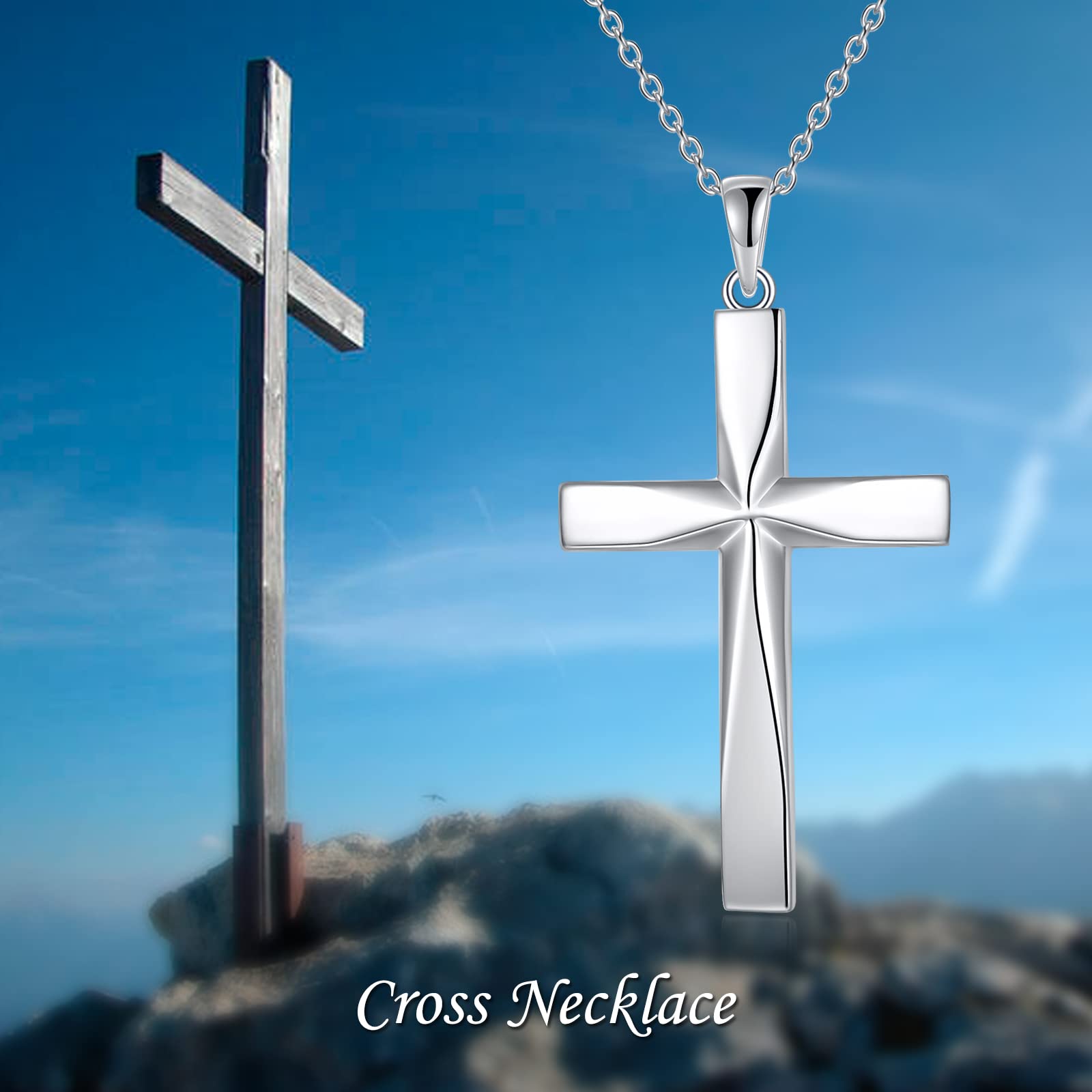 ONEFINITY Religious Cross Pendant Necklace 925 Sterling Silver Origami Cross Pendant Gifts for Women Mother's Day Jewelry Gifts for Mom