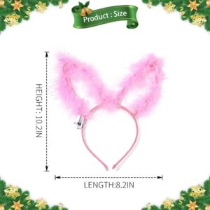 Werhonton Light Up Headbands LED Bunny Ears Headband Easter Christmas Halloween Hair Accessories for Women and Girls(2Pcs) (Pink/Pink)