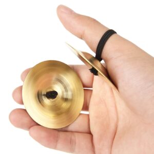 CYEAH 12 Pieces Finger Cymbals Finger Symbols Instrument, Zills Finger Cymbals for Belly Dance, Gold Dance Hand Symbols Instrument for Dancer Ball Party