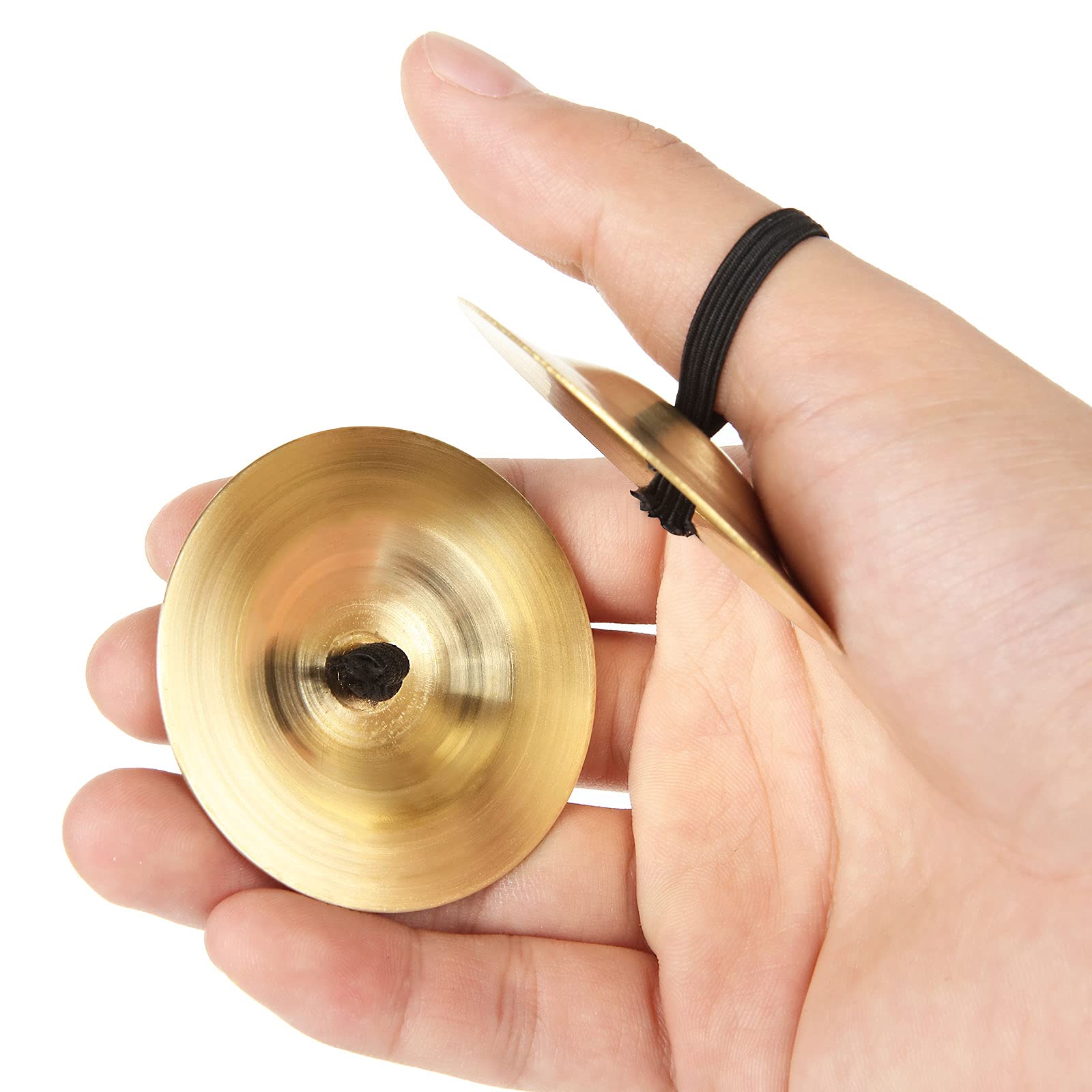 CYEAH 12 Pieces Finger Cymbals Finger Symbols Instrument, Zills Finger Cymbals for Belly Dance, Gold Dance Hand Symbols Instrument for Dancer Ball Party