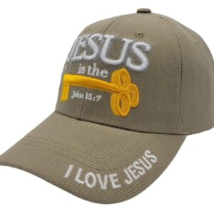 Altis Apparel Jesus - Christian Religious Baseball Cap - Adult Hat (Jesus Key Khaki)