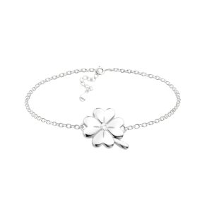 sofia milani - solid 925 sterling silver bracelet for women - with zirconia stone - cloverleaf pendant - b0276