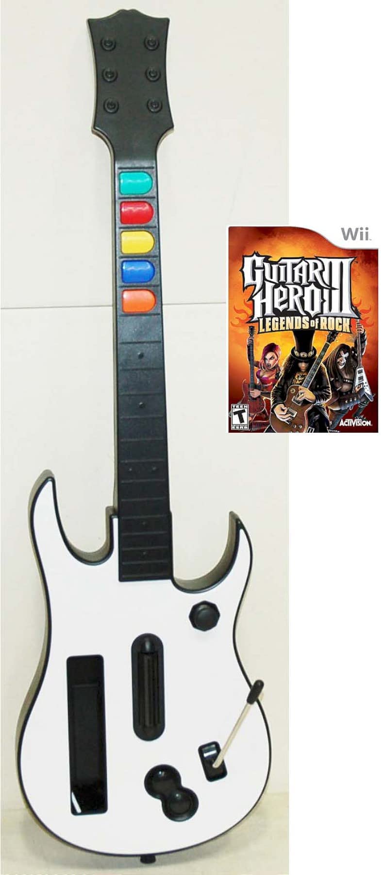 Nintendo Wii GUITAR HERO 3 Video Game with Guitar Controller Bundle Set GH III (Renewed)