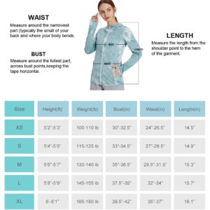 BALEAF Women's Full Zip Quick Dry Lightweight Hooded Shirts Sun Block Long Sleeve Thumb Holes Cooling Jackets Beach Shirts with Zip Pockets Dye Blue M