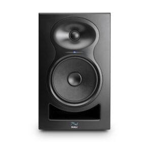 kali audio lp-6 v2 6.5" project lone pine powered studio monitors - low-noise bi-amped professional studio speakers for music production - 80w, 115db max spl - trs, rca, xlr inputs - single, black