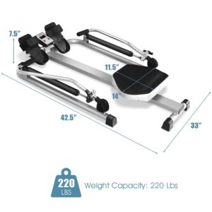 Rowing Machines for Home Use SPORFIT Compact Portable Folding Rower Machine with Adjustable Hydraulic Resistance & LCD Monitor, Soft Seat Row (EL-0703)