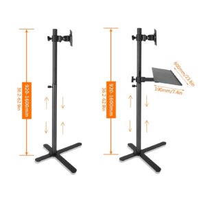 Monitor Arms Floor-standing Monitor Stand 12"-27" Movable Single Monitor Stand Mount Height-adjustable Monitor Stand with Keyboard Bracket, Holds Up to 44lbs with Swivel, Tilt ( Style : B )