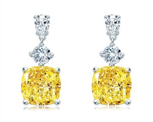 sterling silver dangle earrings for women hypoallergenic earring jewelry yellow cubic zirconia diamond anniversary birthday valentine's day gifts for her wife girlfriend mom