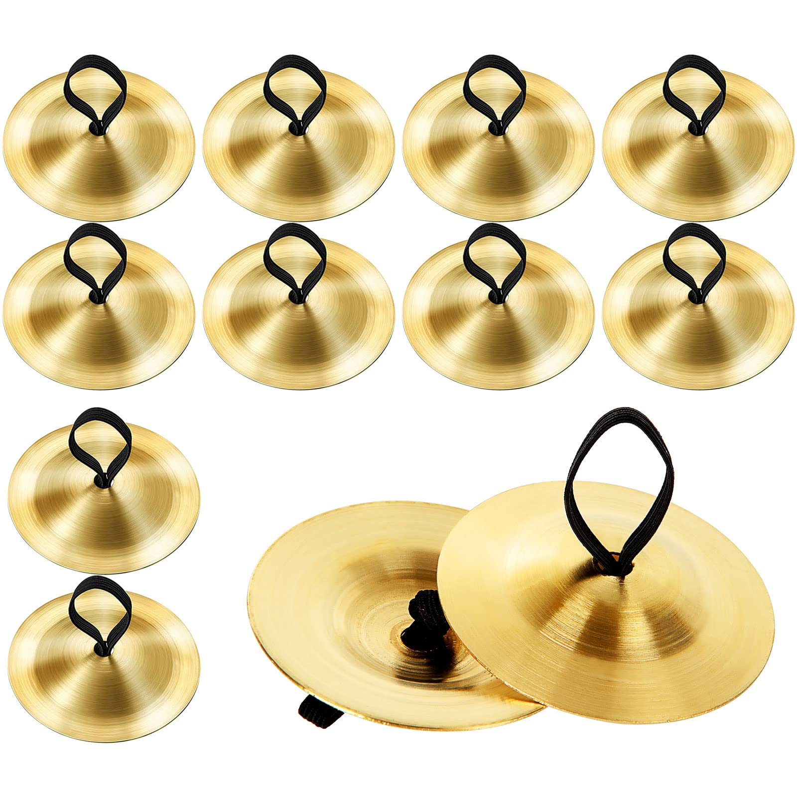 CYEAH 12 Pieces Finger Cymbals Finger Symbols Instrument, Zills Finger Cymbals for Belly Dance, Gold Dance Hand Symbols Instrument for Dancer Ball Party