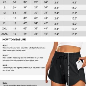 BMJL Women's Running Shorts High Waisted Athletic Shorts Summer Gym Workout Short with Zipper Pockets(M,Black2)