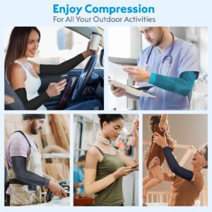 KEKING® Compression Arm Sleeves, Pair, Firm 20-30mmHg Graduated Compression Full Arm Support for Recovery, Pain Relief, Tendonitis, Golfers & Tennis Elbow Brace, Workouts Sports - Latex Free Blue XL