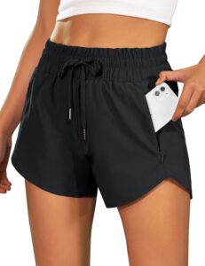 bmjl women's running shorts high waisted athletic shorts summer gym workout short with zipper pockets(m,black2)