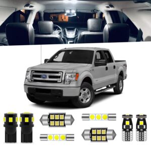 endpage 9-pieces f150 interior led light kit for ford f-150 2009 2010 2011 2012 2013 2014 white 6000k interior led lighting package + cargo lights, license plate lights, install tool