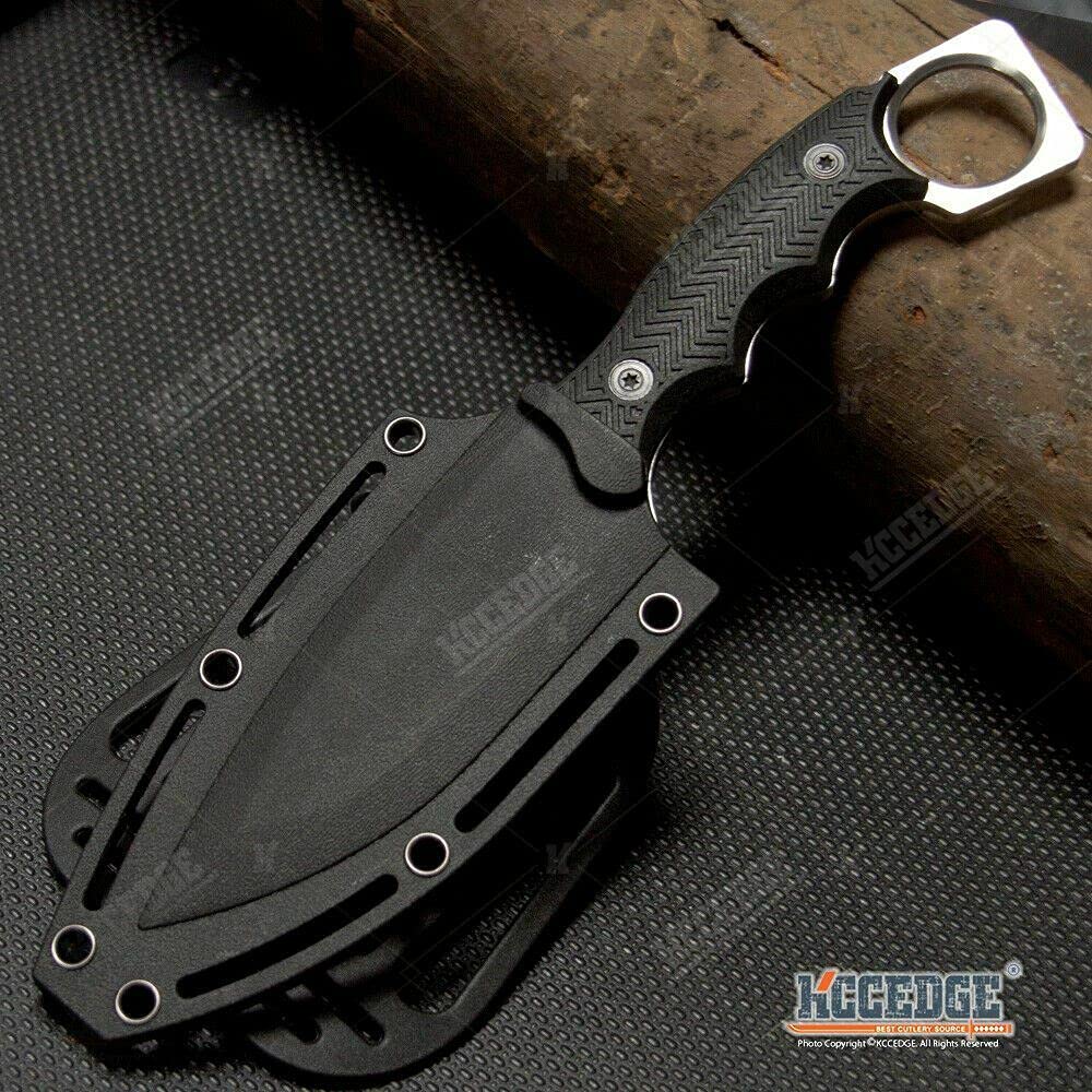 S.S. Fixed Knives 9in Survival Fixed Blade Hunting Knife W/ Kydex Style Sheath Razor Sharp Full Edge Full Tang Blade Silver