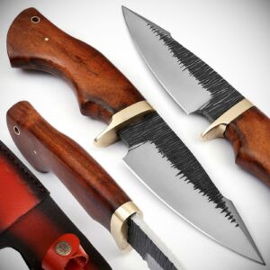 bear claw carbon steel fixed blade outdoor hunting survival knife with leather sheath