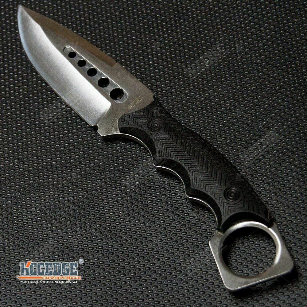 S.S. Fixed Knives 9in Survival Fixed Blade Hunting Knife W/ Kydex Style Sheath Razor Sharp Full Edge Full Tang Blade Silver