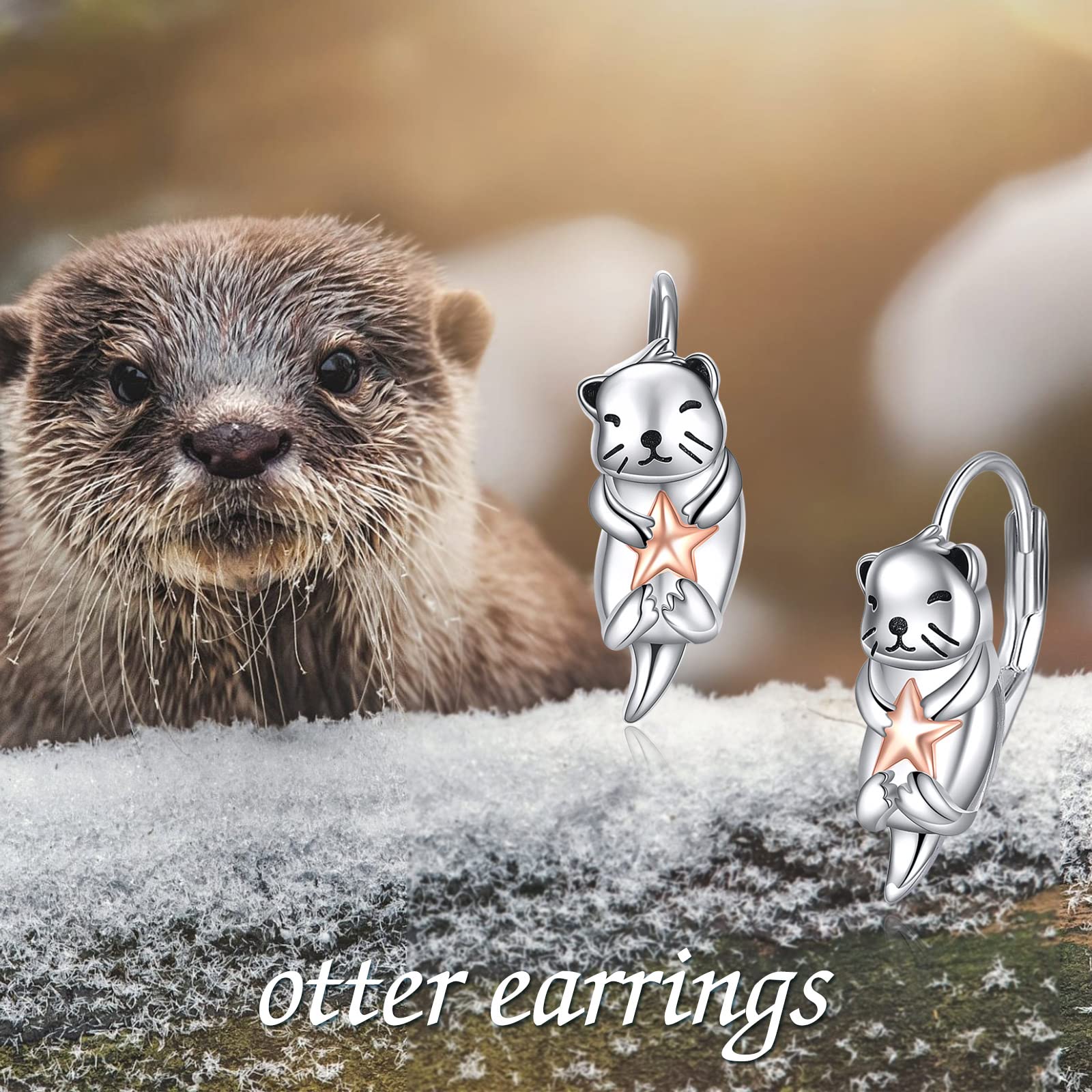 ONEFINITY Otter Gifts for Women Sterling Silver Otter Earrings Sea Otter Jewelry