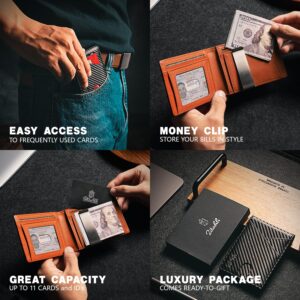 Zitahli Wallet for Men - with Money Clip Slim Leather Slots Credit Card Holder RFID Blocking Bifold Minimalist Wallets with Gift Box