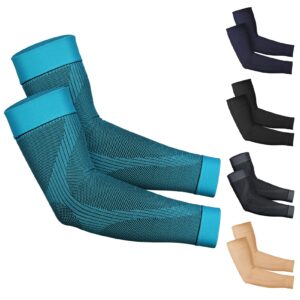 keking® compression arm sleeves, pair, firm 20-30mmhg graduated compression full arm support for recovery, pain relief, tendonitis, golfers & tennis elbow brace, workouts sports - latex free blue xl