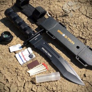 12" hunting survival fixed blade knives knife camping fire starter kit hard s