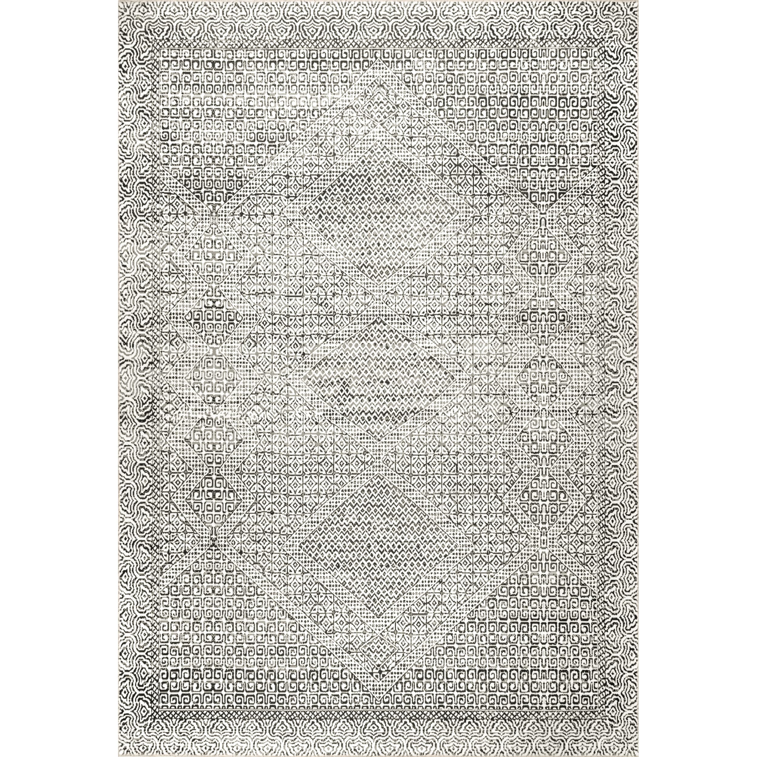 nuLOOM 6' x 9' SpinClean Machine Washable Stain-Resistant Area Rug with Non Slip Backing, Low Profile for Living Room, Bedroom, and Dining Room, Hart Grey