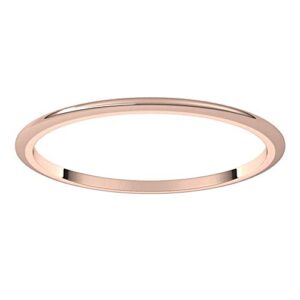 Banvari 14K Rose Gold 1mm Half Round Band Size 5.5| Made in USA