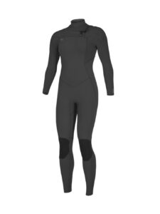 o'neill wetsuits women's ninja 4/3mm chest zip full wetsuit, black/black, 6