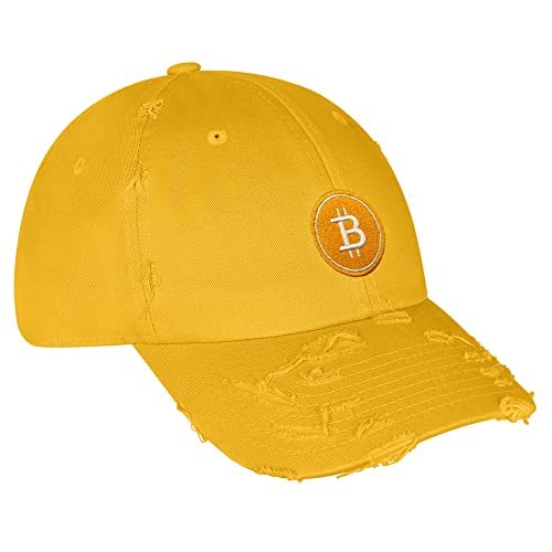 JPAK Bitcoin Vintage Dad Hat Embroidered Cap Cryptocurrency Investing Mustard