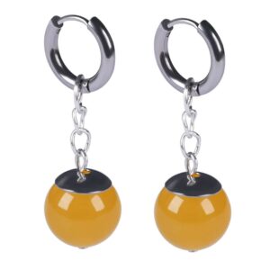 1 pair of anime cartoon vegetto potara ball black son goku zamasu cos stainless steel earrings ear clip cuff (pair pierced yellow)