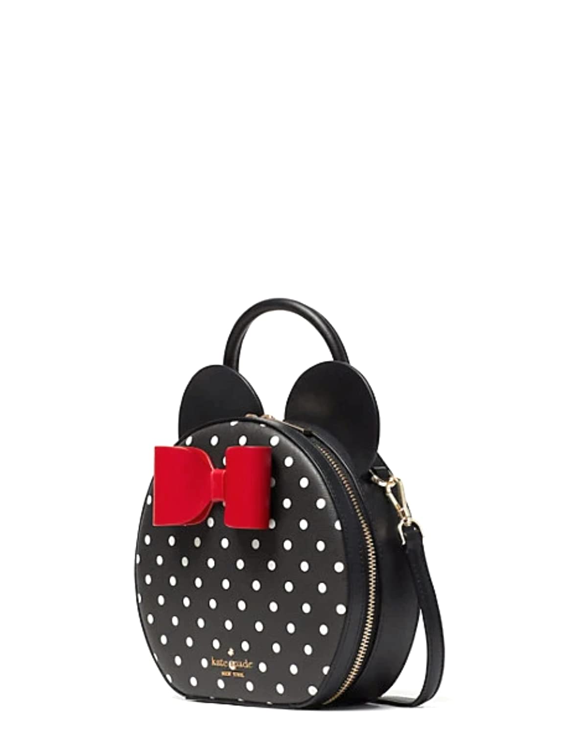 KATE SPADE DISNEY X MINNIE MOUSE ROUND CANTEEN PURSE BLACK & WHITE POLKA DOT