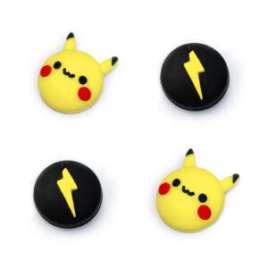 tikodirect cute thumb grip caps compatible with switch joy-con/switch oled/switch lite, kawaii joystick cap grip 4pcs soft silicone protective ergonomic button cover, pika