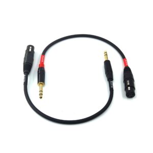 XLR to 1/4 TRS Cable 6.35mm Dual Channel to 3-pin XLR Female XLR to 1/4 Stereo Balanced Microphone Adapter 1ft