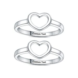 junikool friendship heart rings best friend for 2 matching friends promise bff bestfriend sister ring couples men her couple set his and heart women love personalized engraved custom name