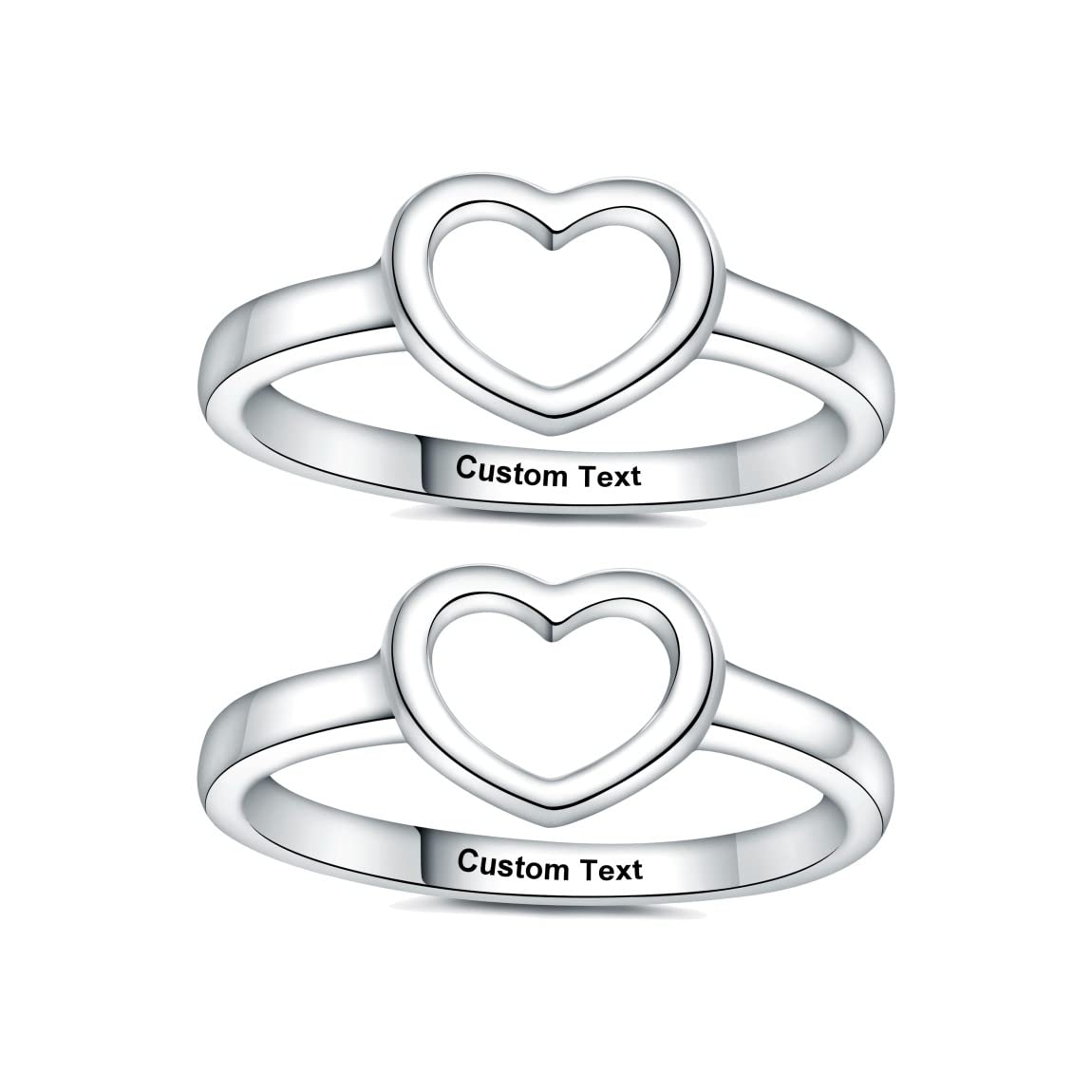 Junikool Friendship heart Rings Best Friend for 2 Matching Friends Promise Bff Bestfriend Sister Ring Couples Men Her Couple Set His and Heart Women Love Personalized Engraved Custom Name