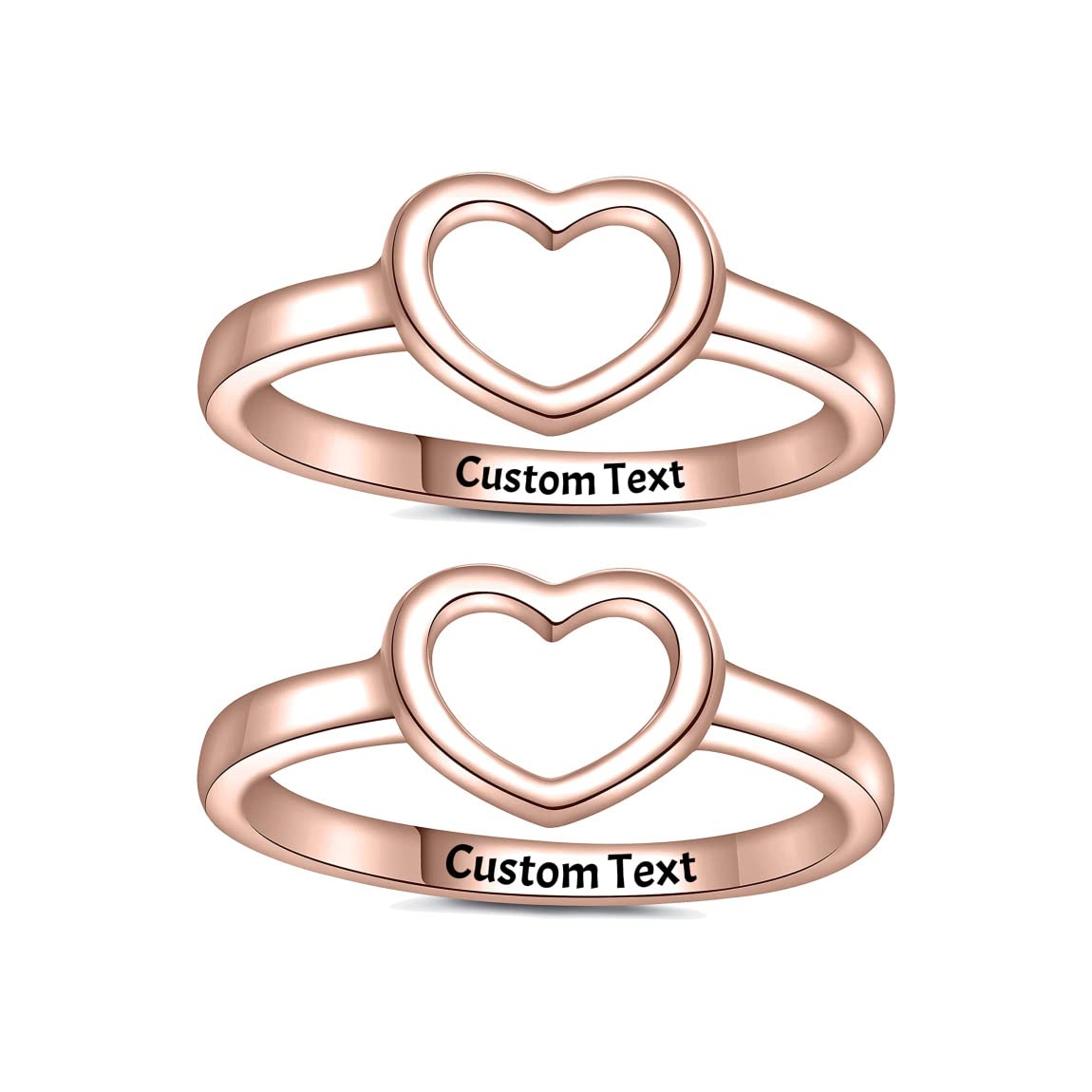 Junikool Friendship heart Rings Best Friend for 2 Matching Friends Promise Bff Bestfriend Sister Ring Couples Men Her Couple Set His and Heart Women Love Personalized Engraved Custom Name