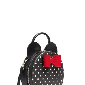 KATE SPADE DISNEY X MINNIE MOUSE ROUND CANTEEN PURSE BLACK & WHITE POLKA DOT