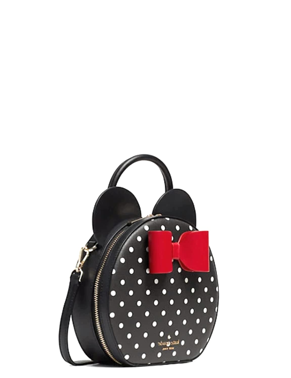 KATE SPADE DISNEY X MINNIE MOUSE ROUND CANTEEN PURSE BLACK & WHITE POLKA DOT