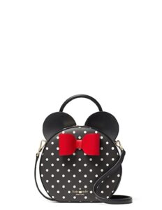 kate spade disney x minnie mouse round canteen purse black & white polka dot