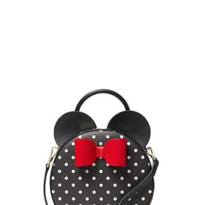 KATE SPADE DISNEY X MINNIE MOUSE ROUND CANTEEN PURSE BLACK & WHITE POLKA DOT