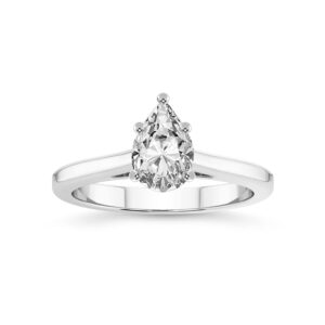 friendly diamonds 1 carat igi certified pear shape lab grown diamond ring | 14k or 18k white, yellow or rose gold | siran secret halo diamond engagement ring | fg-vs1-vs2 quality ring